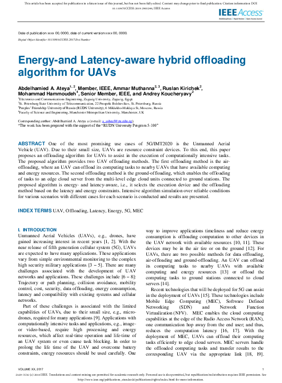 (PDF) Energy-and Latency-aware hybrid offloading algorithm for UAVs