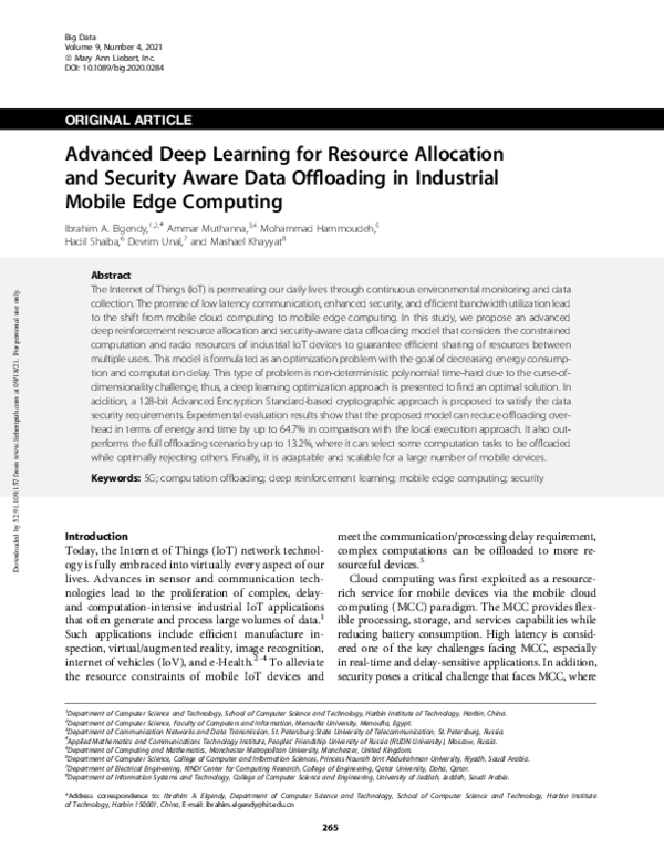 (PDF) Advanced Deep Learning for Resource Allocation and Security Aware Data Offloading in ...