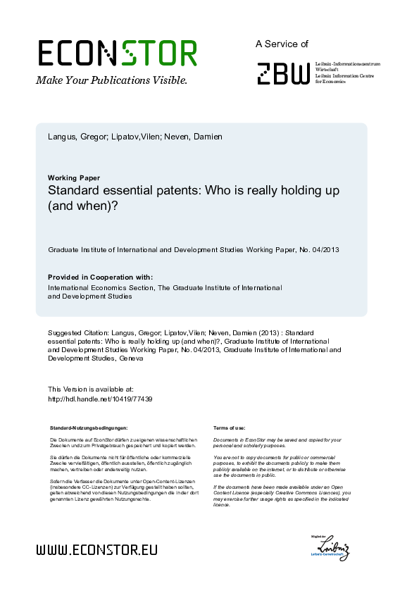 (PDF) Standard Essential Patents: Who is Really Holding Up (and When)?