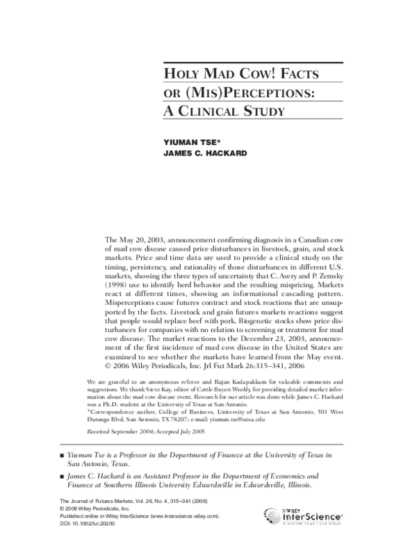 (PDF) Holy mad cow! Facts or (mis)perceptions: A clinical study