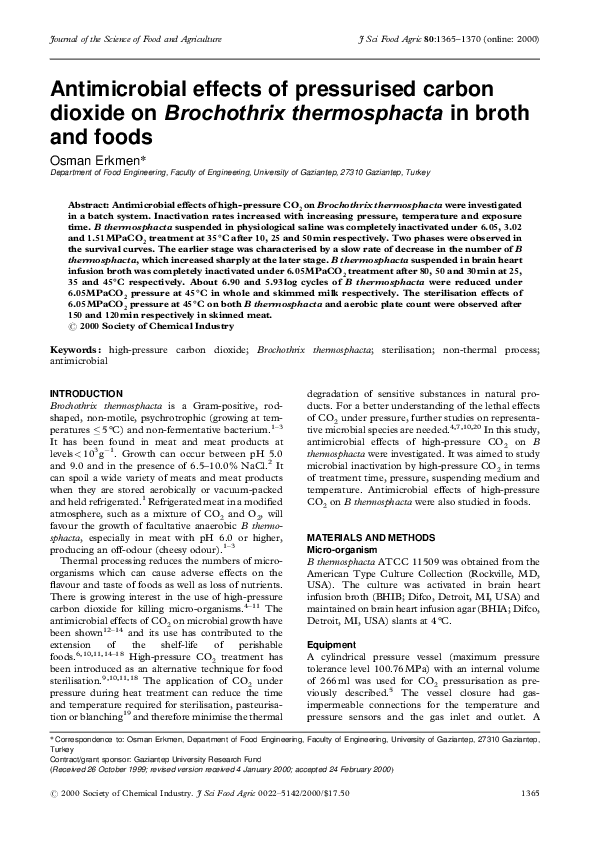 (PDF) Antimicrobial effects of pressurised carbon dioxide on ...