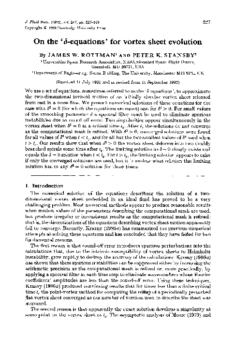 (PDF) On the ‘δ-equations’ for vortex sheet evolution