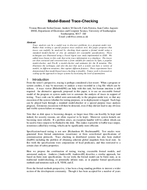 (PDF) Model-based trace-checking