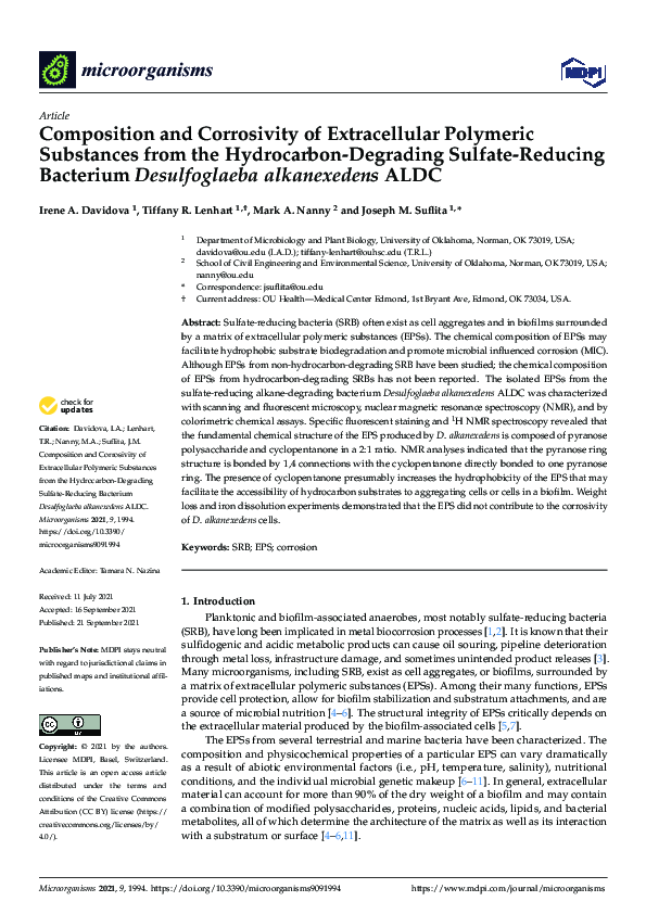 (PDF) Composition and Corrosivity of Extracellular Polymeric Substances ...