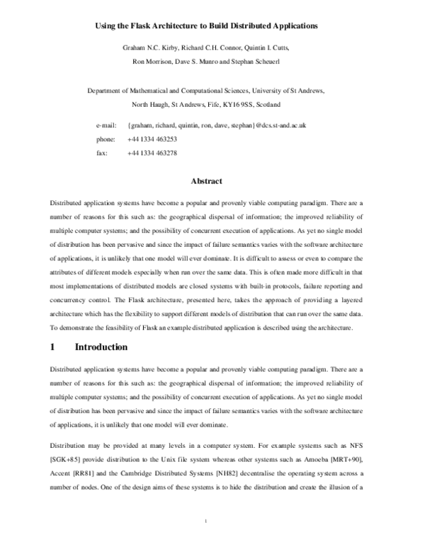 (PDF) Using the Flask Architecture to Build Distributed Applications
