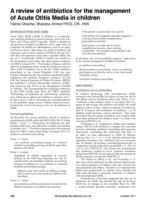 (PDF) A review of antibiotics for the management of acute otitis media ...