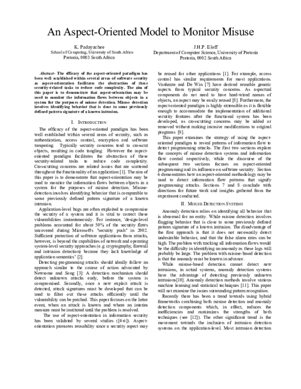 (PDF) An Aspect-Oriented Model to Monitor Misuse