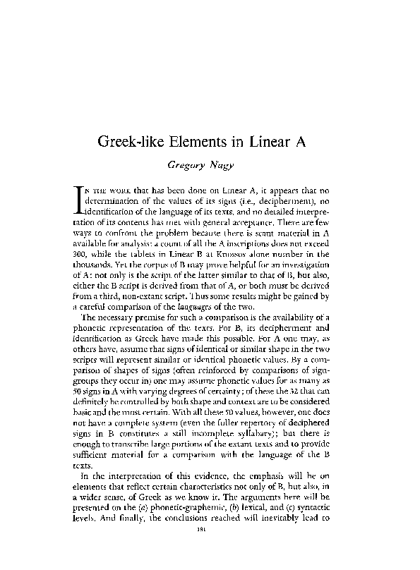 (PDF) Greek-like Elements in Linear A