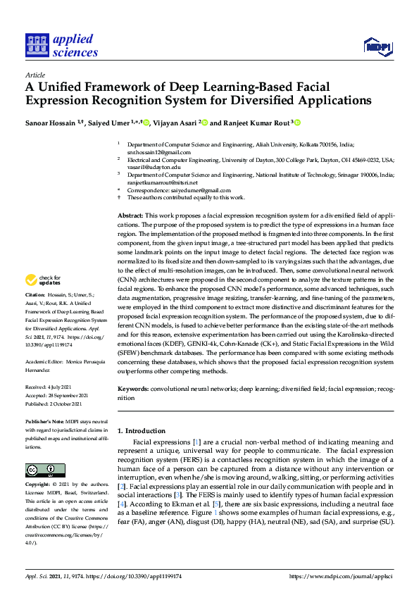 Pdf A Unified Framework Of Deep Learning Based Facial Expression Recognition System For