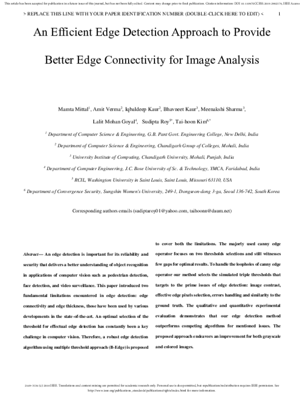 Pdf An Efficient Edge Detection Approach To Provide Better Edge Connectivity For Image Analysis
