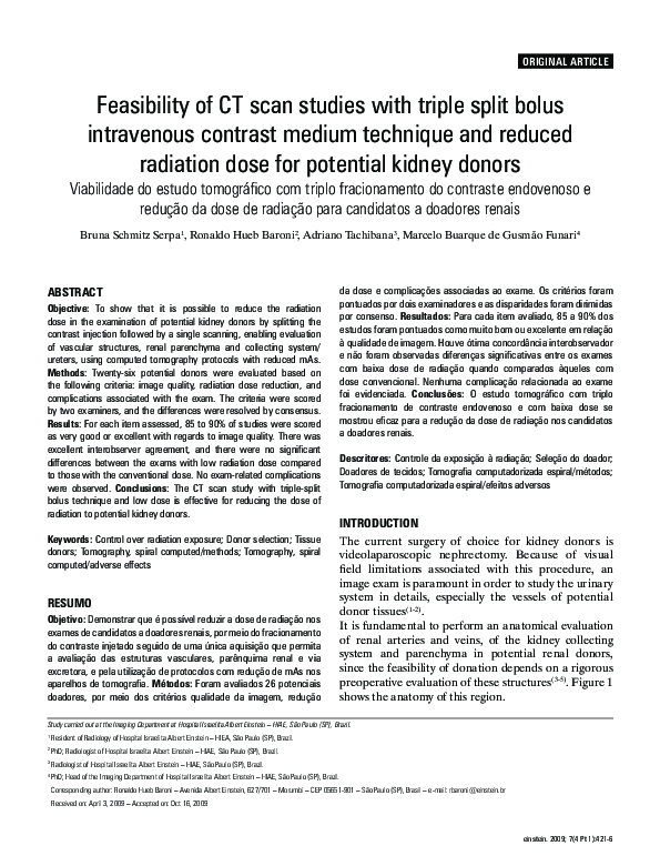(PDF) Feasibility of CT scan studies with triple split bolus ...