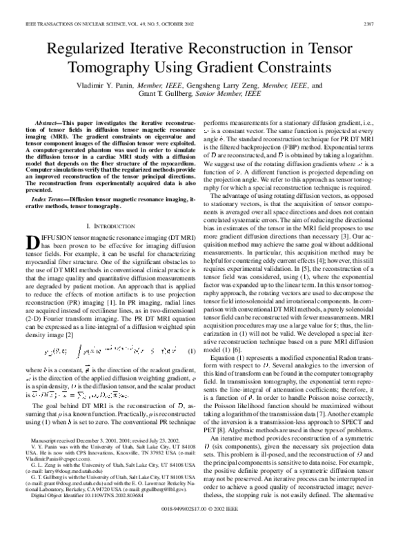 Pdf Regularized Iterative Reconstruction In Tensor Tomography Using Gradient Constraints