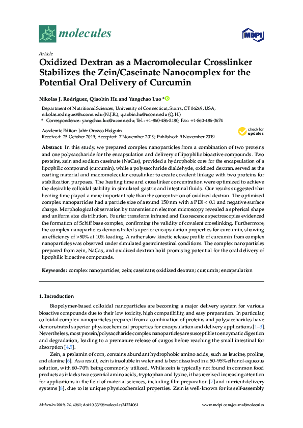 (PDF) Oxidized Dextran as a Macromolecular Crosslinker Stabilizes the ...