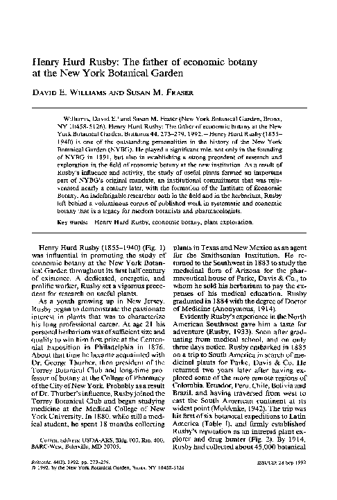 (PDF) Henry Hurd Rusby: The father of economic botany at the New York ...