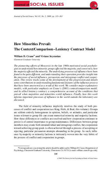 (PDF) How Minorities Prevail: The Context/Comparison-Leniency Contract ...