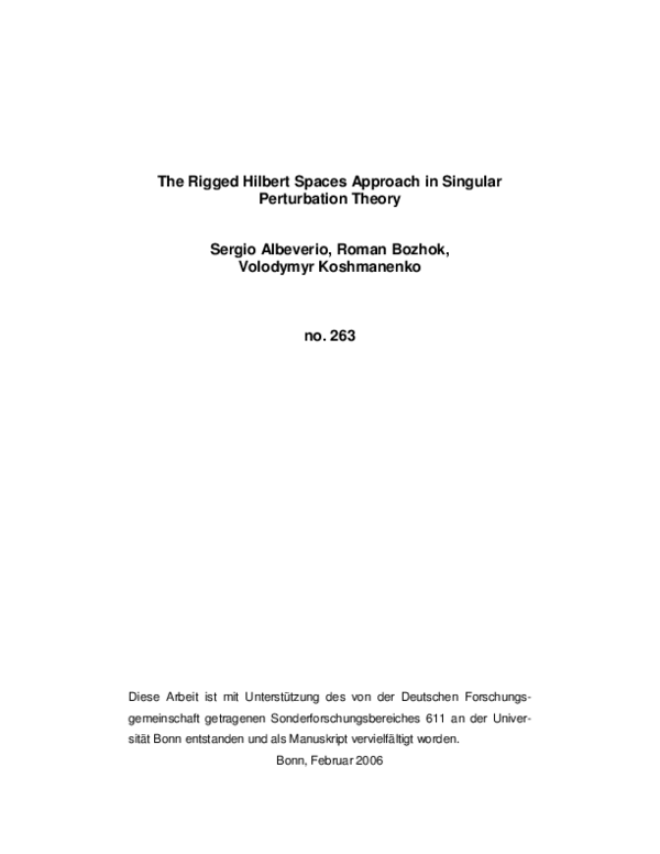(PDF) The rigged hilbert spaces approach in singular perturbation theory