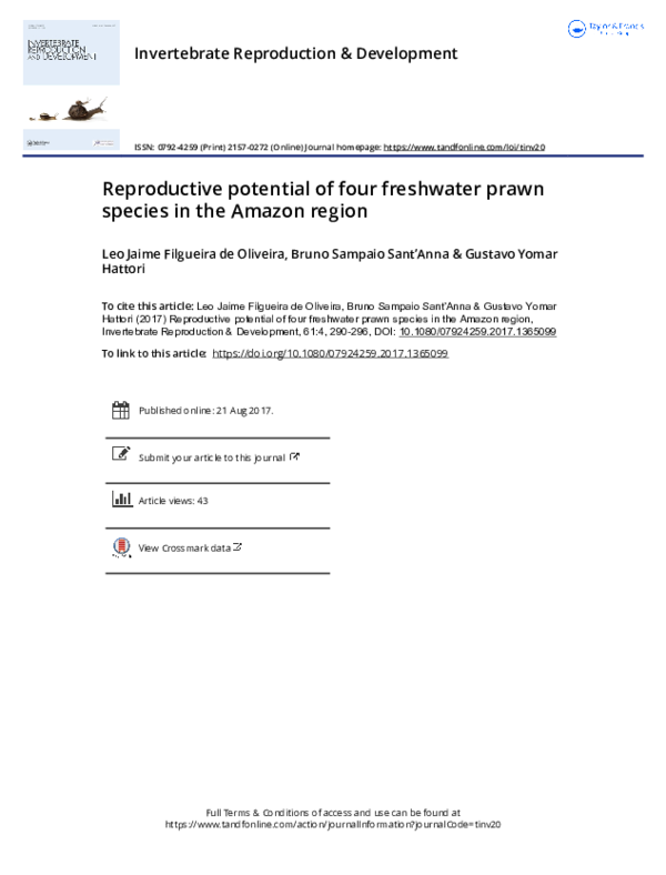 (PDF) Reproductive potential of four freshwater prawn species in the ...