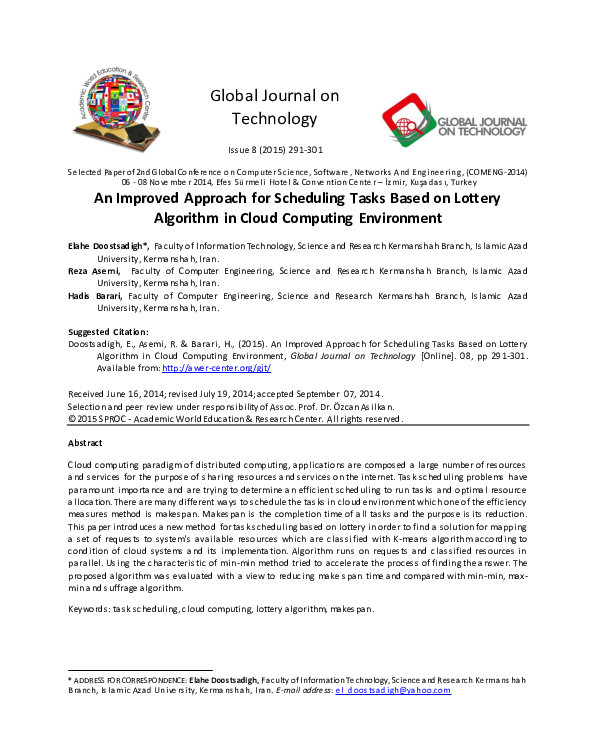 (PDF) An Improved Approach for Scheduling Tasks Based on Lottery ...