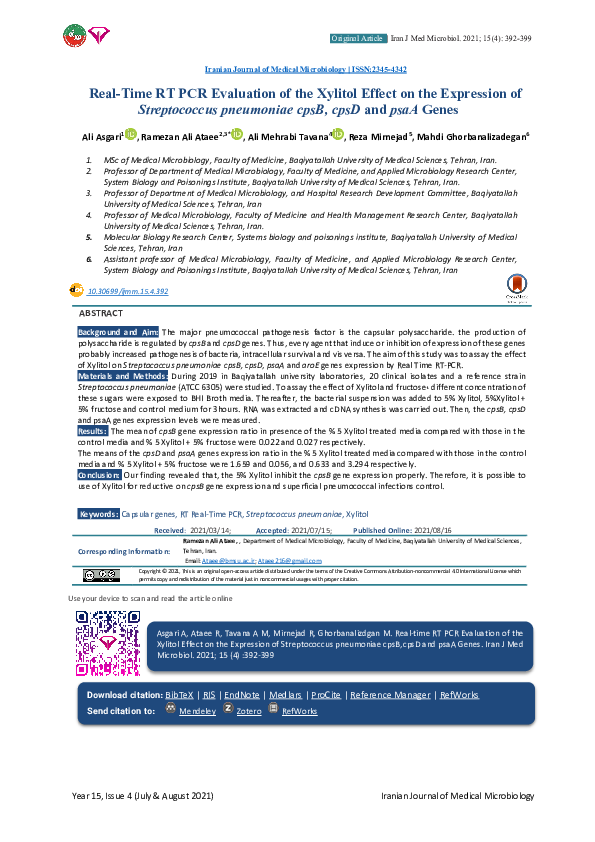 (PDF) Real-Time RT PCR Evaluation of the Xylitol Effect on the ...
