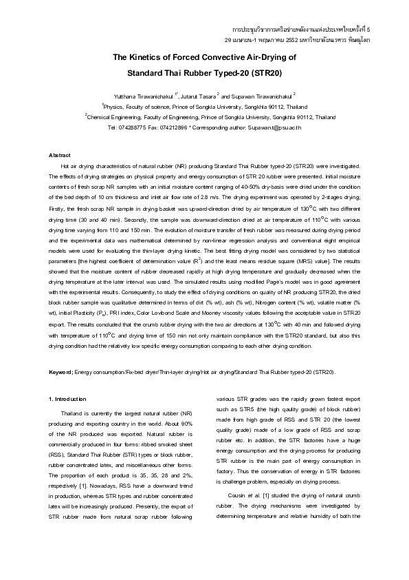 (PDF) The Kinetics of Forced Convective Air-Drying of Standard Thai ...