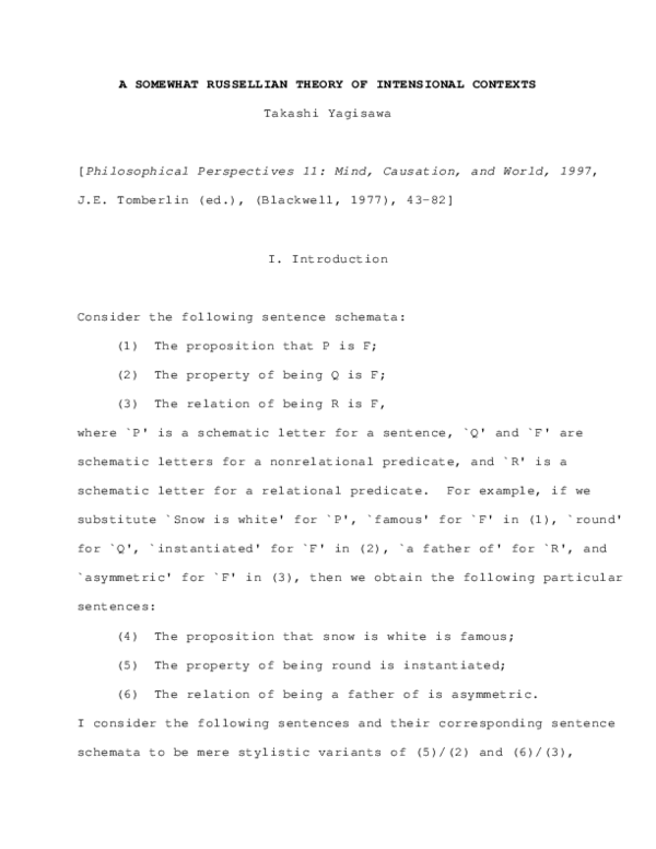 (PDF) A Somewhat Russellian Theory of Intensional Contexts