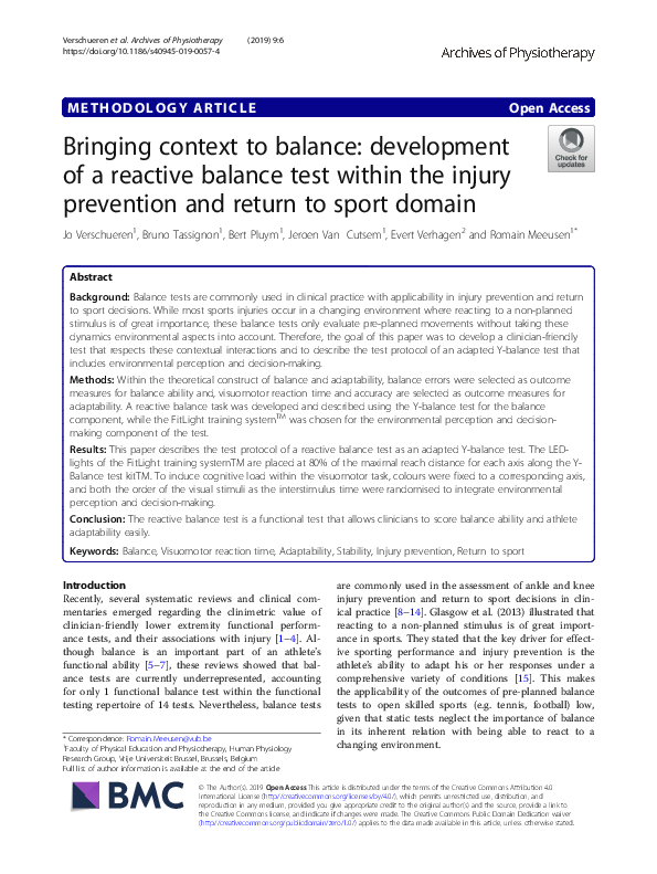 (PDF) Bringing context to balance: development of a reactive balance ...
