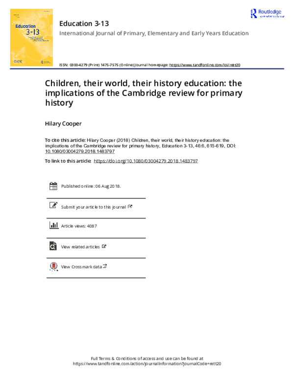 (PDF) Children, their world, their history education: the implications ...