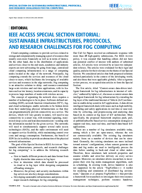 Pdf Ieee Access Special Section Editorial Sustainable Infrastructures Protocols And