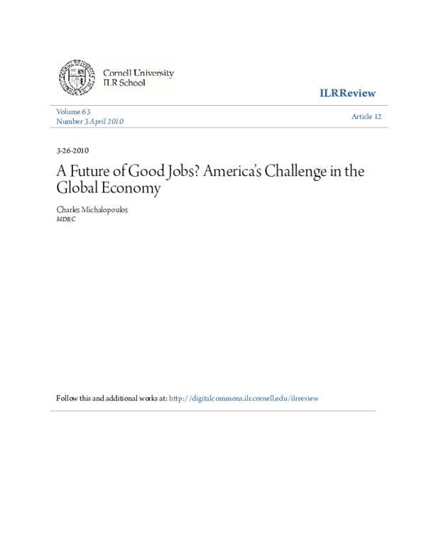 (PDF) A Future of Good Jobs? America's Challenge in the Global Economy ...