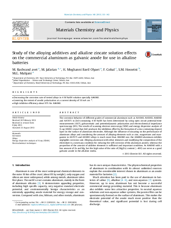 (PDF) Study of the alloying additives and alkaline zincate solution ...