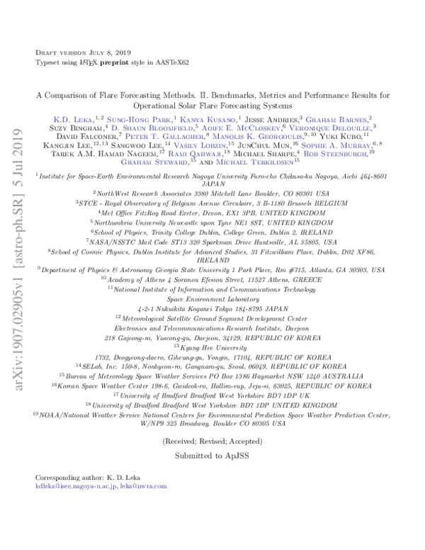 Pdf A Comparison Of Flare Forecasting Methods Ii Benchmarks