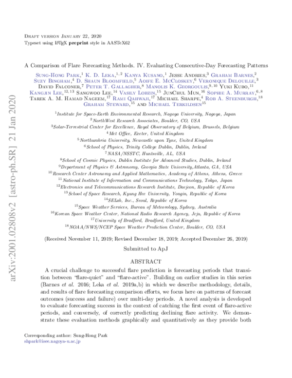 Pdf A Comparison Of Flare Forecasting Methods Iv Evaluating