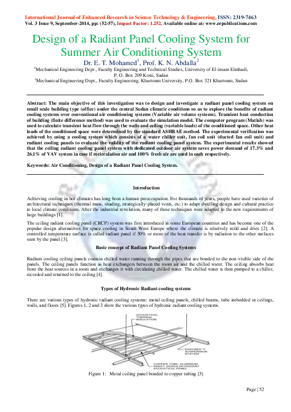 (PDF) Design of a Radiant Panel Cooling System for Summer Air ...