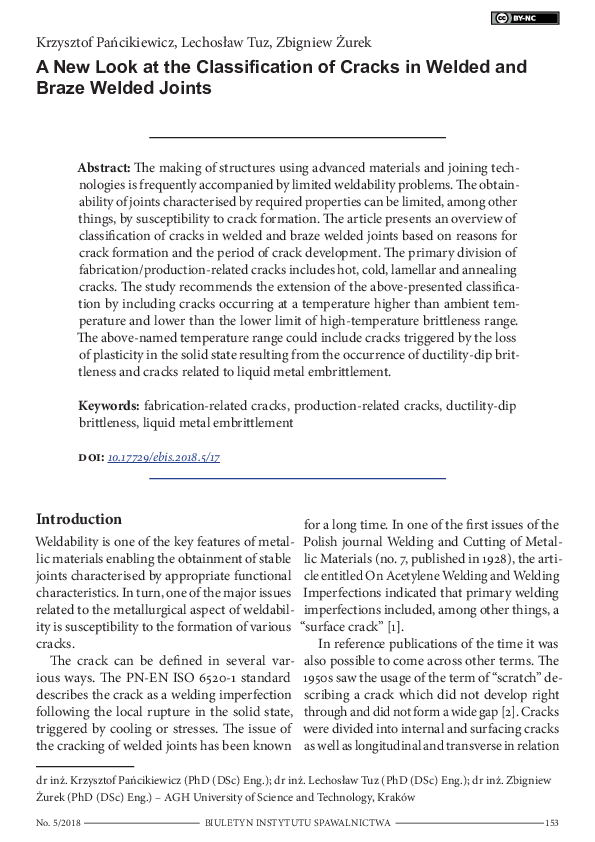 (PDF) A New Look at the Classification of Cracks in Welded and Braze ...