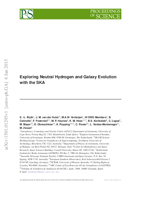 (PDF) Exploring Neutral Hydrogen and Galaxy Evolution with the SKA