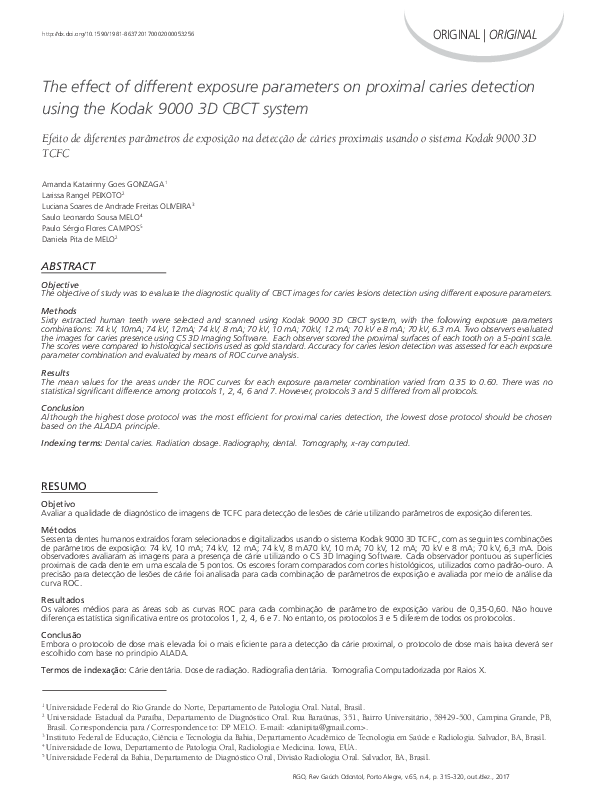 (PDF) The effect of different exposure parameters on proximal caries ...