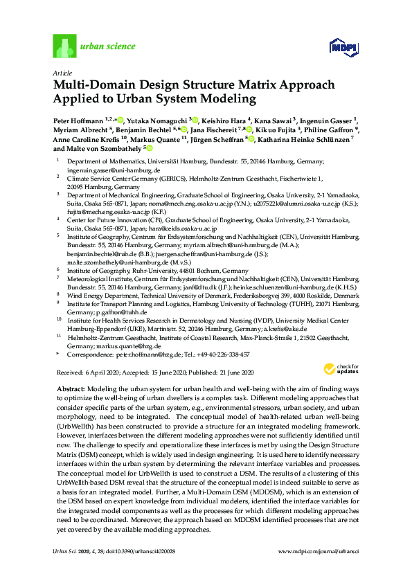 (PDF) Multi-Domain Design Structure Matrix Approach Applied to Urban System Modeling