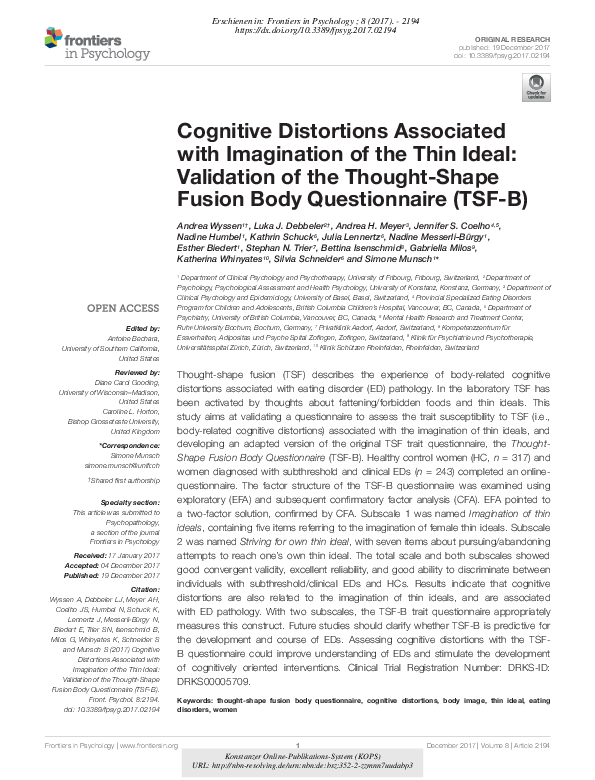 (PDF) Cognitive Distortions Associated with Imagination of the Thin ...