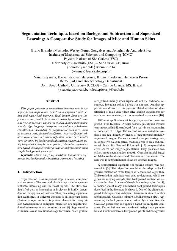 Pdf Segmentation Techniques Based On Background Subtraction And Supervised Learning A