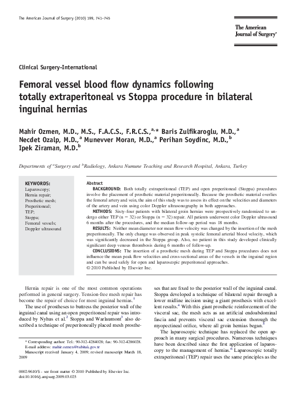 (PDF) Femoral vessel blood flow dynamics following totally ...