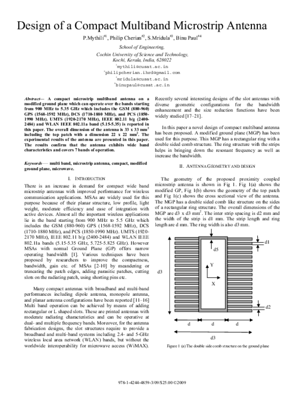 (PDF) Design of a Compact Multiband Microstrip Antenna