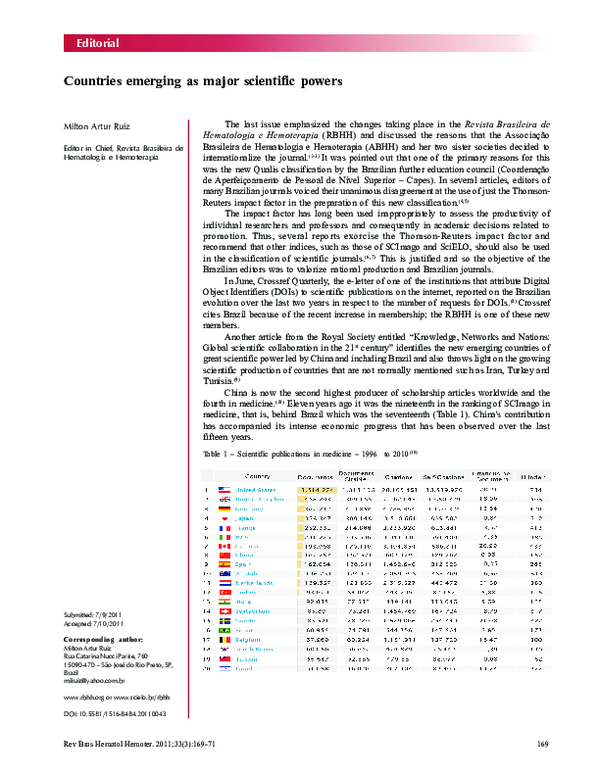 (PDF) Countries emerging as major scientific powers