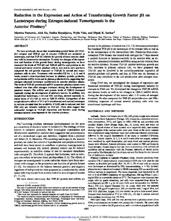 (PDF) Reduction in the expression and action of transforming growth ...