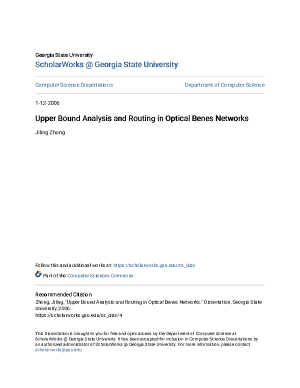 (PDF) Upper Bound Analysis and Routing in Optical Benes Networks | Anu ...