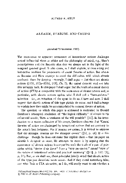 (PDF) Akrasia, reasons, and causes