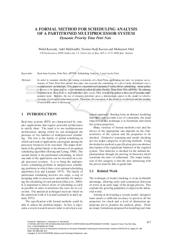 (PDF) A FORMAL METHOD FOR SCHEDULING ANALYSIS OF A PARTITIONED MULTIPROCESSOR SYSTEM - Dynamic ...