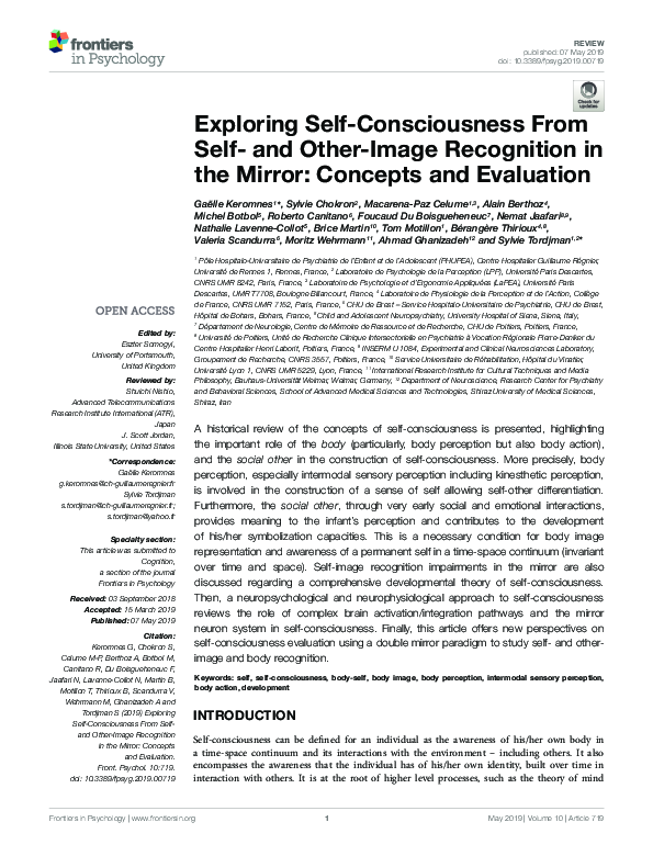 (PDF) Exploring Self-Consciousness From Self- and Other-Image ...
