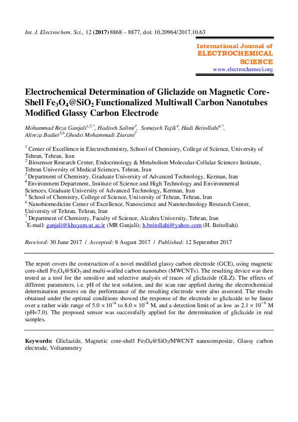 (PDF) Electrochemical Determination of Gliclazide on Magnetic Core- Shell Fe3O4@SiO2 ...