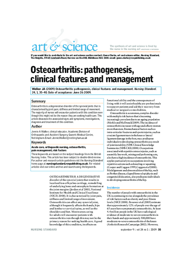 (PDF) [Osteoarthritis. Pathogenesis, clinical features and treatment]