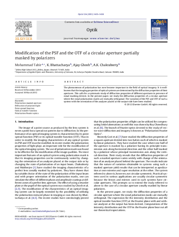 (PDF) Modification of the PSF and the OTF of a circular aperture ...